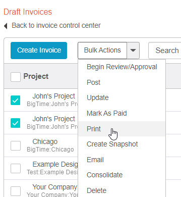 Printing Invoices and PDF Formats – BigTime Software