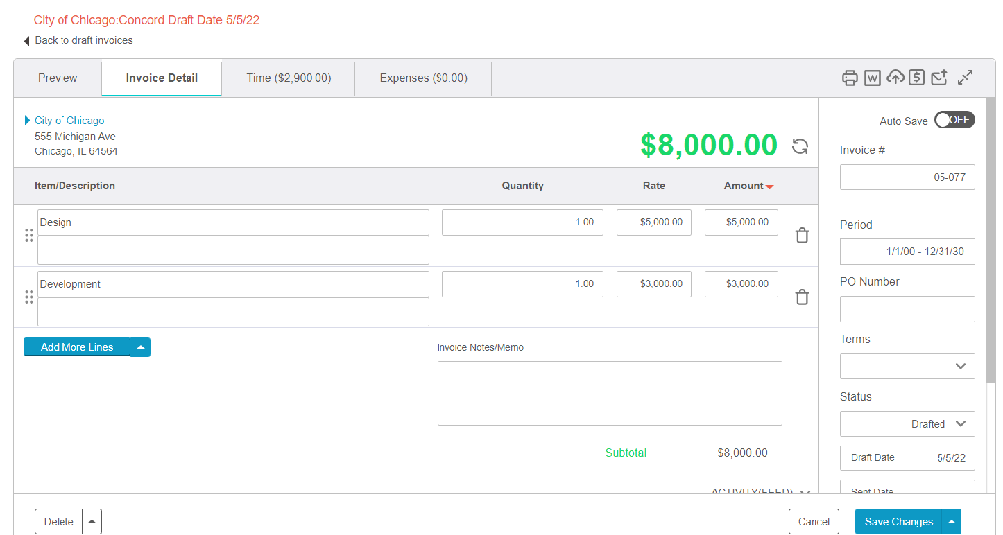 Understand Your Drafted Invoice Options – BigTime Software
