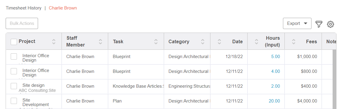 Use the Timesheet History Tab in the Staff Dashboard – BigTime Software