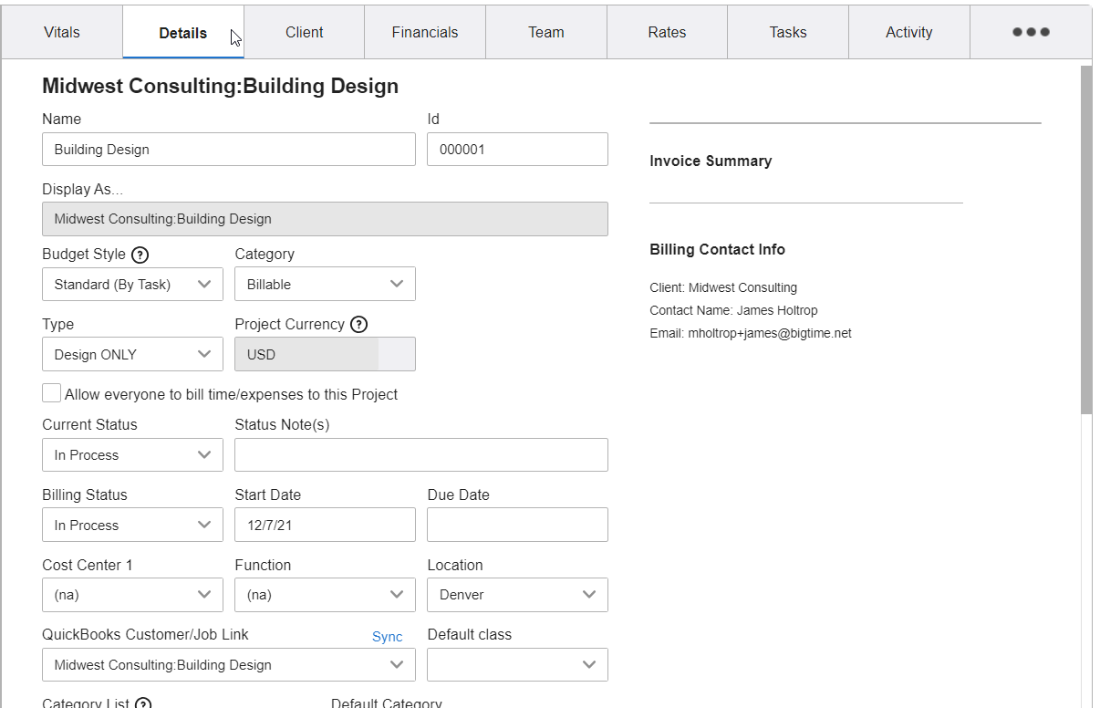 The Project Dashboard – BigTime Software