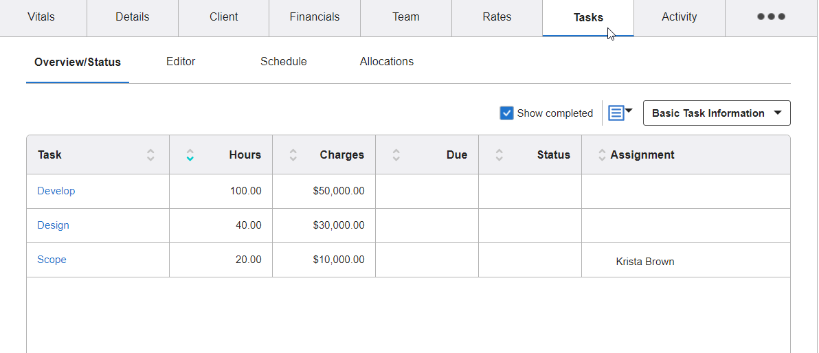 The Project Dashboard Bigtime Software 
